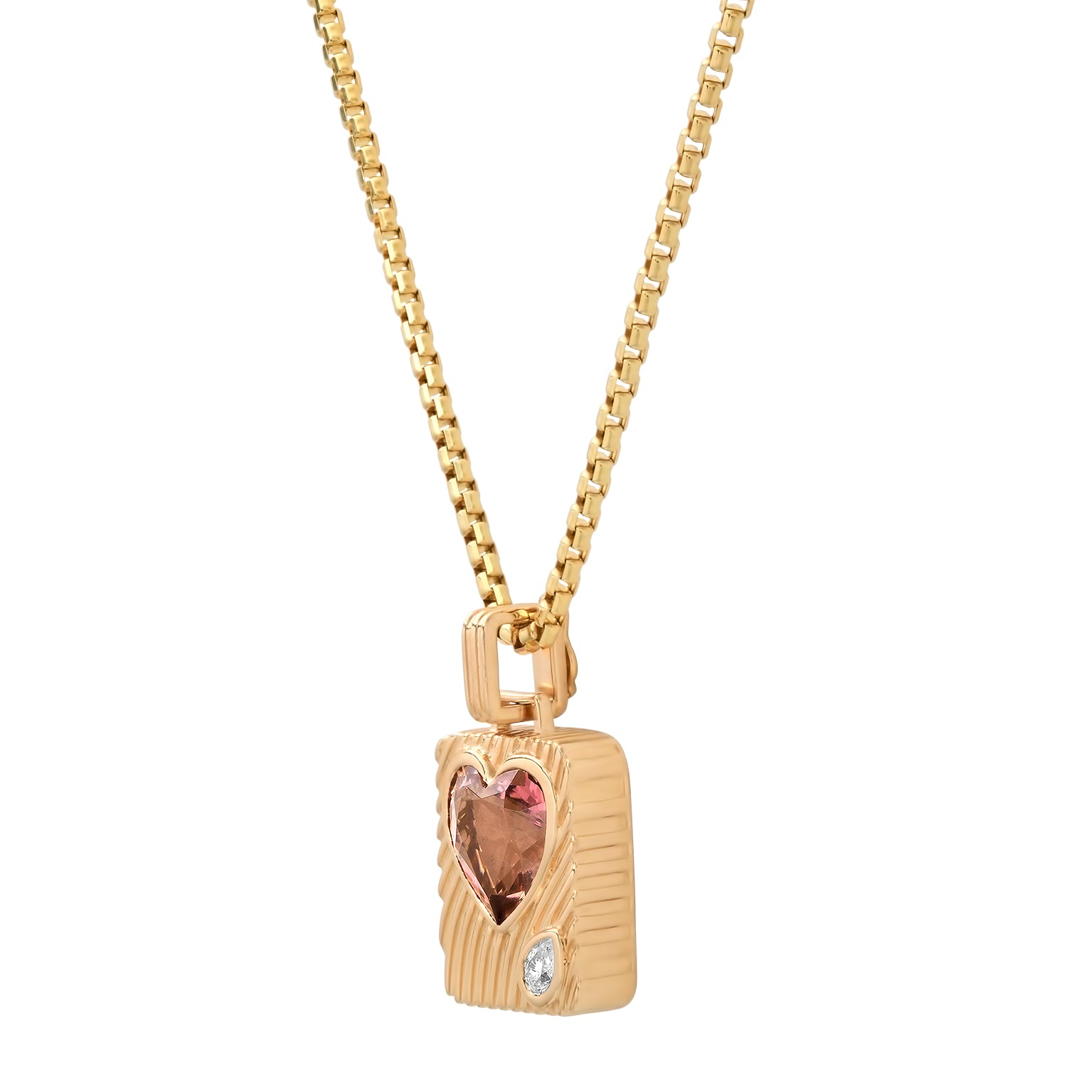 Ripple Heart Amulet Necklace in Pink Tourmaline – helena rose jewelry