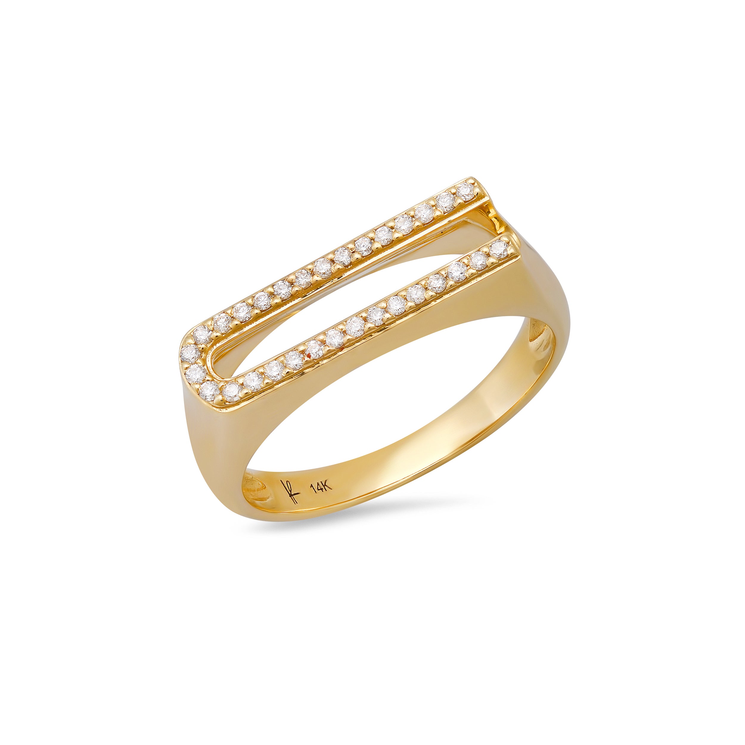 Pave' Diamond Chunky Initial Ring – helena rose jewelry