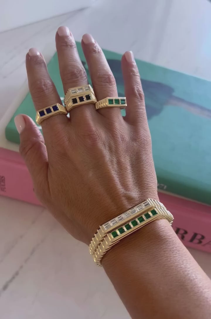 Fluted Colorblock Ring in Diamond – helena rose jewelry